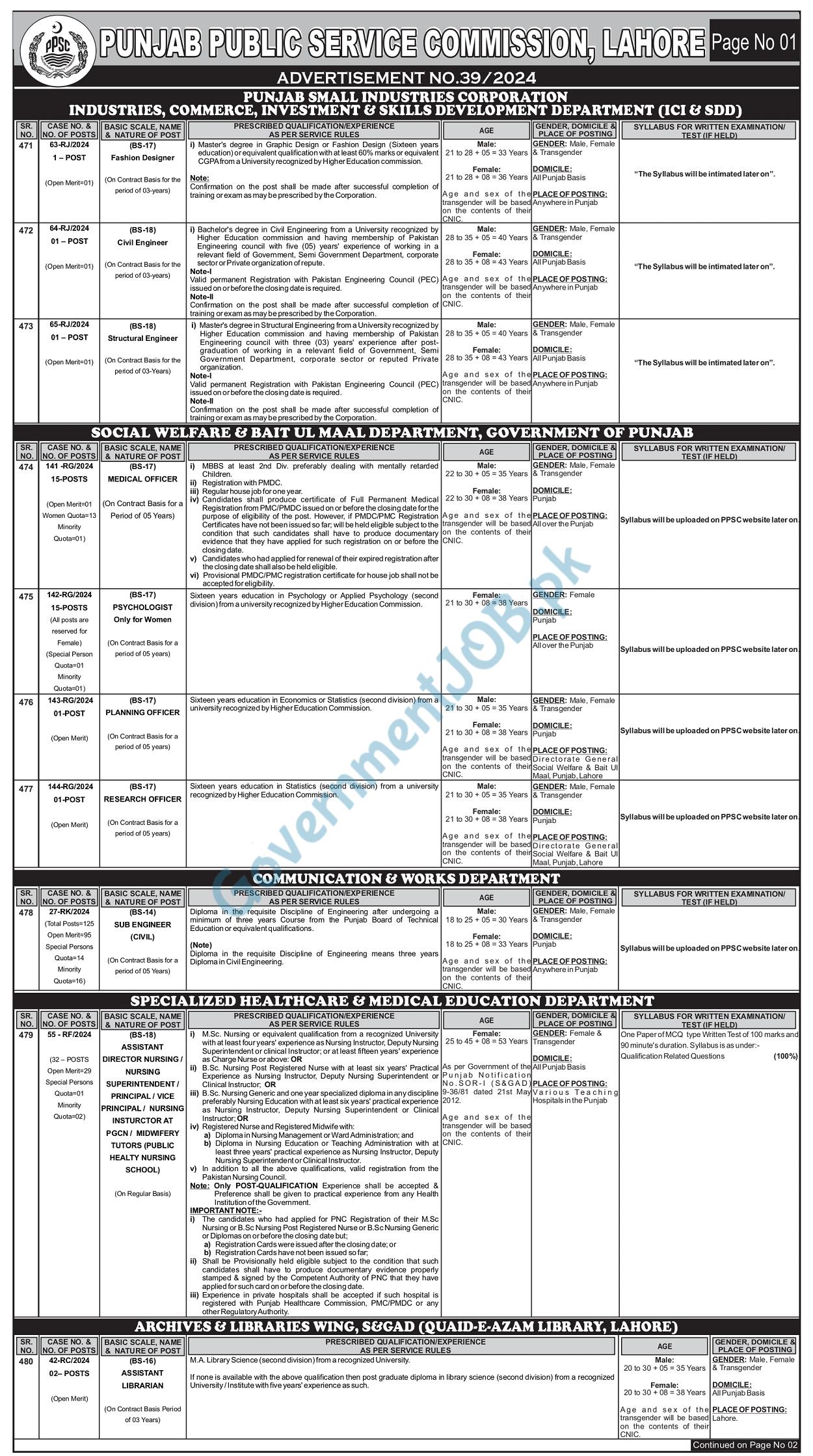 Punjab Public Service Commission (PPSC) Jobs Latest Jan2025 - Pakistan ...